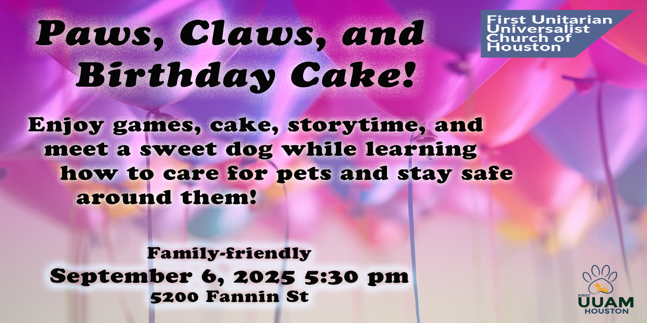 You’re Invited to a Paws-itively Fun Party! – UU Animal Ministry of Houston